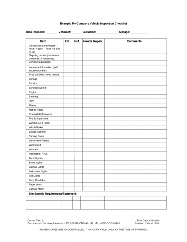 Printable Manufacturing Inspection Report Template Excel Example ...